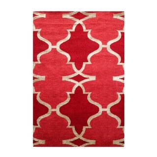 Hand Knotted Raspberry Tibetan Wool & Bamboo Silk Area Rug - 4' 1'' x 6 ...