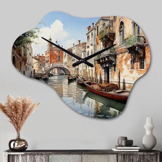 Designart - Italy Venetian Canals I - Italy Large Wall Clocks ...