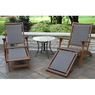 Eilaf 3 pc. Eucalyptus Wicker Lounger Set with Ottoman and Mosaic End ...