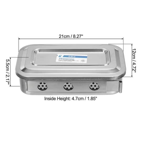 Stainless Steel Tray w Holes Lid 21x12cm Lab Instrument Organizer Tool ...