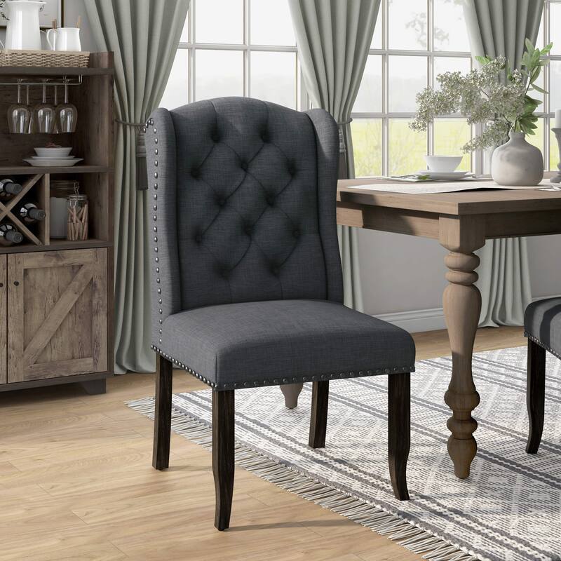 Tays Tufted Linen Wingback Dining Chairs (Set of 2) by Furniture of ...