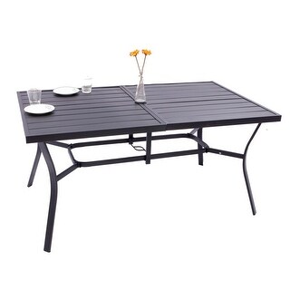 59 in. x 38 in. x 28 in. Rectangle Patio Dining Table for Up to 6-People-Metal - Bed Bath ...