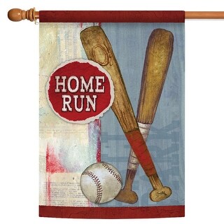 Brown and Red Baseball Home Run Outdoor House Flag 28" x 40" - Bed Bath ...