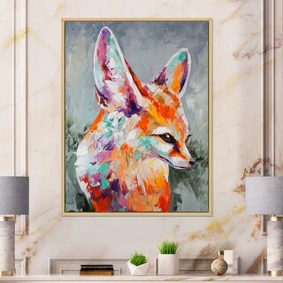 Designart "Pastel Paint Drawing Of Fox Portrait" Modern Framed Canvas ...