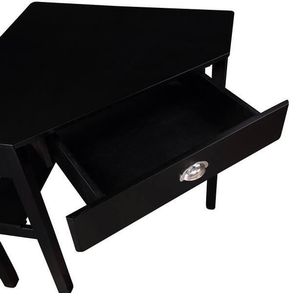 Modern Rectangle Black Rubber Wooden Corner Table for Living Room - L29 ...