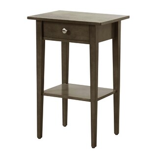 Wood High Legs Bedside Table End Table with Felt Lined Top Drawer and Open Storage Shelf for ...