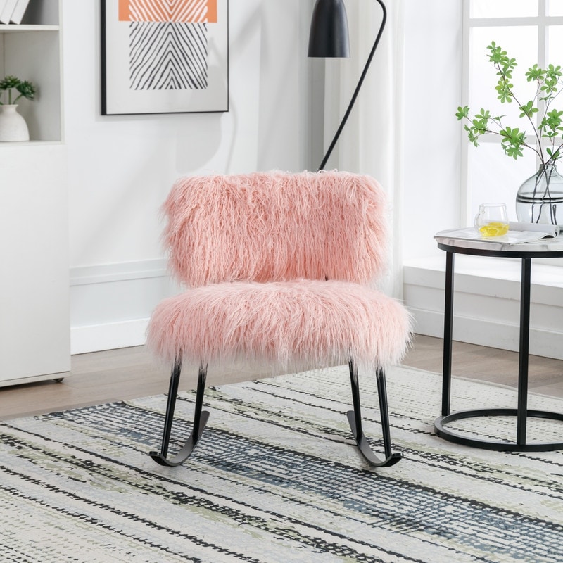 Light pink fluffy chair store