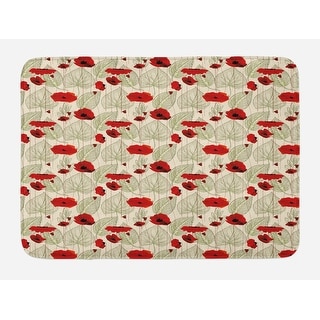 Ambesonne Poppy Flower Bath Mat Plush Bathroom Decor Mat with Non Slip ...