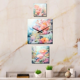 Designart "Pastel Colors Watercolor Corals" Beach & Ocean Large Coastal ...
