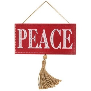 Peace Tassel Hanging Sign - 11" high by 8" wide by .25" deep - Bed Bath ...