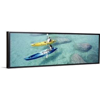 "High angle view of a man and woman in a kayak, Thailand" Black Float ...