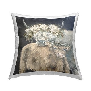 Stupell Cuddling Cattle Hydrangea Flowers Printed Throw Pillow Design ...