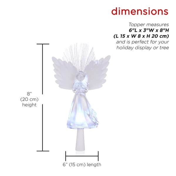 Alpine Corporation Angel Tree Topper with Fiber Optic Wings and LED ...