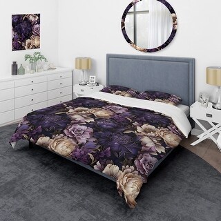 Designart "Shadowed Blossoms Moody Patterns" Beige Cottage Bedding Set ...