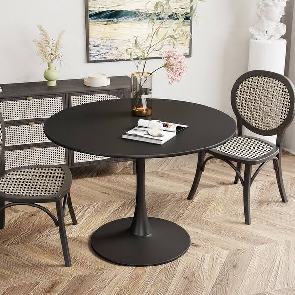 Grondin Mid-Century Modern Round Kitchen or Dining Table with Premium ...