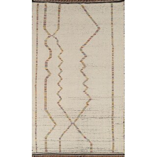 Ivory Moroccan Oriental Area Rug Handmade Wool Carpet - 5'3"x 8'5 ...