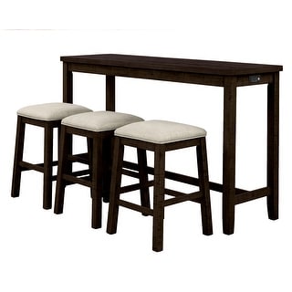 4-Piece Counter Height Dining Table Set with Socket and Fabric Stools ...