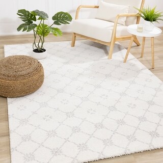 Soft Collection - Cream Grey Snowflake Motif Area Rug - Bed Bath ...