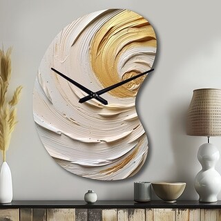 Gold Eternal Swirl IV - Abstract Spirals Large Wall Clock in Boomerang ...