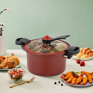 1.8L Micro Pressure Cooker - Red Stainless Steel Non-Stick Pot - Bed ...