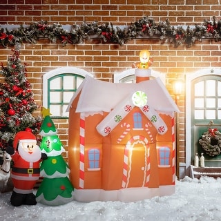 Gingerbread House Santa Claus and Xmas Tree Christmas Inflatable ...