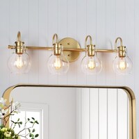 Bela Modern Gold 2/4-Light Bathroom Vanity Lights Glass Dimmable Wall Sconces - On Sale - Bed ...