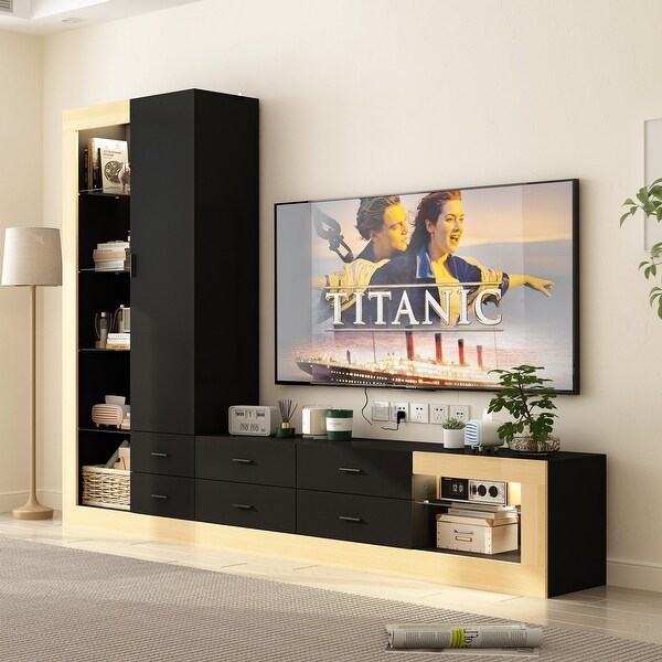 Strick & Bolton Sparkes 77-inch High Gloss TV Stand with LED Lights ...