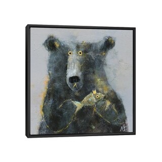 iCanvas "The Bear With Fish" by Natalia Shaloshvili Framed Canvas Print ...