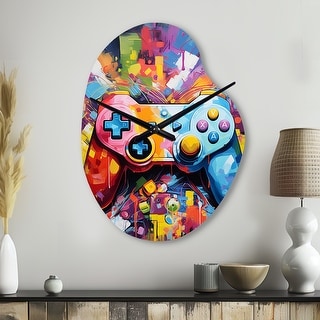 Designart - Video Game Pixel Pop I - Video Games Large Wall Clock in ...