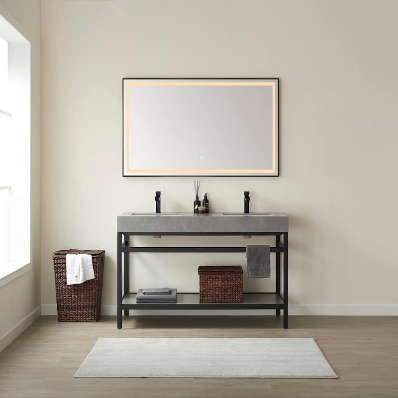 Funes 48" Single Vanity, Metal Support with Stone Top without Mirror ...