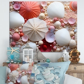 Designart "Beach Photo Seashell Collage VIII" Nautical & Beach Canvas ...