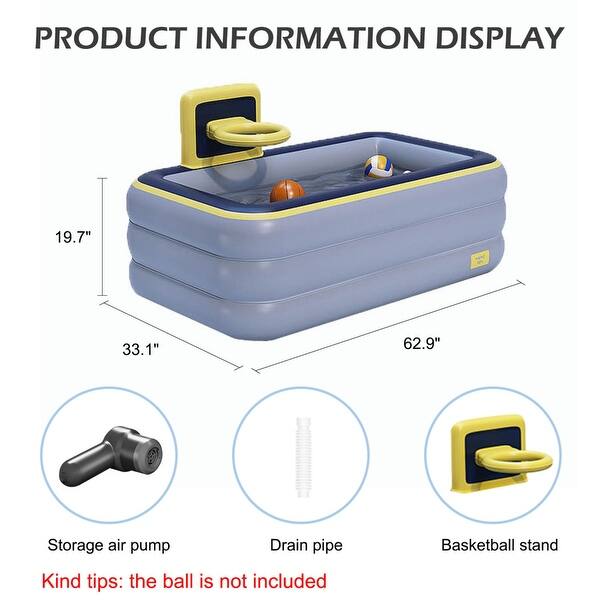 Outdoor Inflatable Children's Swimming Pool with Basketball Hoop - Bed ...