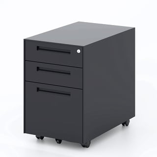 3 Drawer Metal Mobile Vertical Locking File Cabinet with Lock, Rolling ...