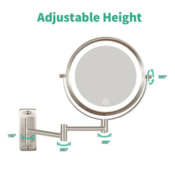 3 Color Lighted Magnifying Mirror 10X Wall Mounted Makeup Mirror 8 In ...