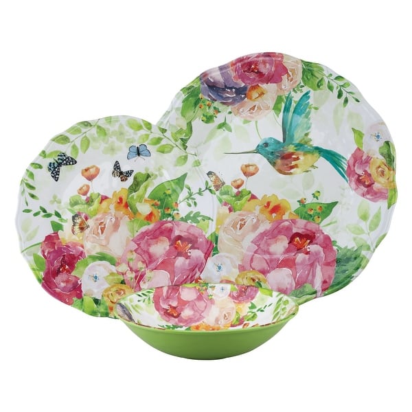 UPware 12-Piece Rose Garden Melamine Dinnerware Set - On Sale - Bed ...