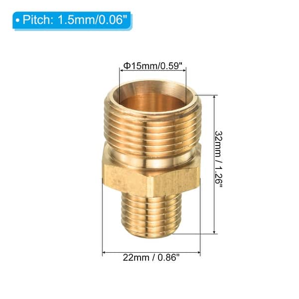 Pipe Fitting, M22 to M14 Male Thread 1.26 Inch for Water Pipe, Gold ...