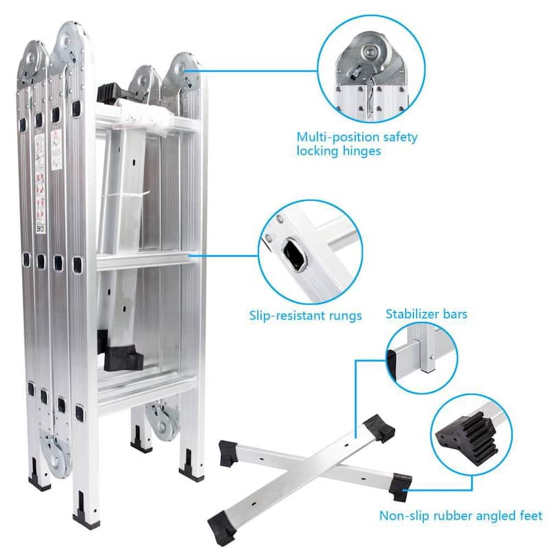 Aluminum 12.5FT Platform Scaffold Ladder, - Overstock - 37523851