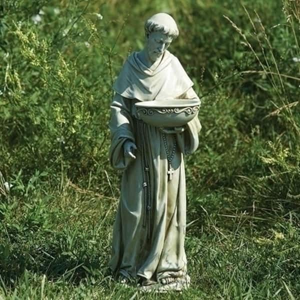 20" LED Solar Powered St. Francis Outdoor Garden Statue - Bed Bath ...