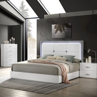 Luxurious LED Silver Rhinestone Trim on Headboard & Beveled Bed ...