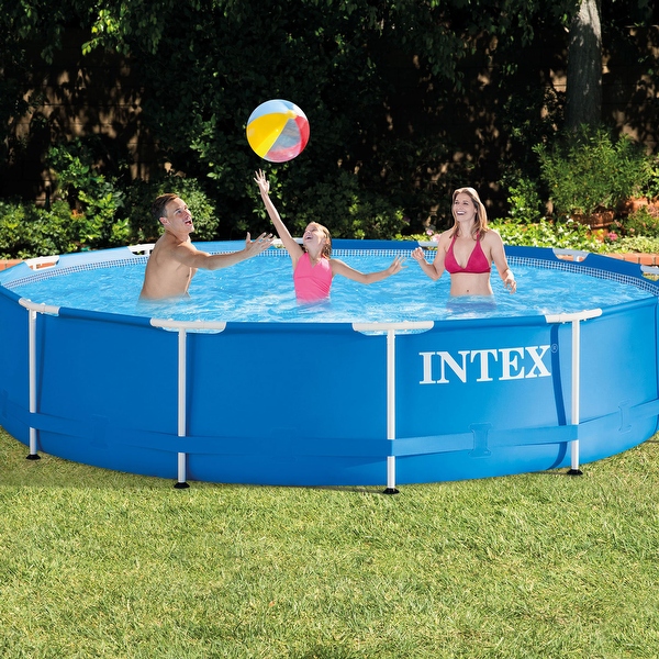 Intex 28211EH 12 x 30 Metal Frame Above Ground Swimming Pool Kit with Canopy