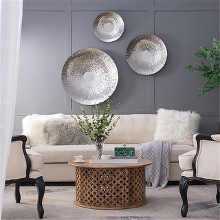 Set of 3 Silver Textured Oversized Disc Wall Decor - Bed Bath & Beyond ...
