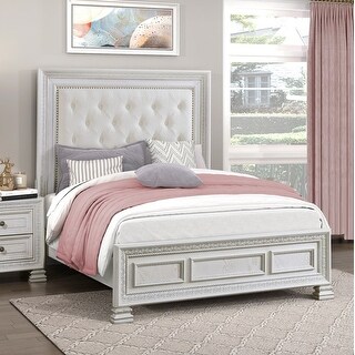Pearl White Finish Classic Formal Bed 1pc - Bed Bath & Beyond - 41774891