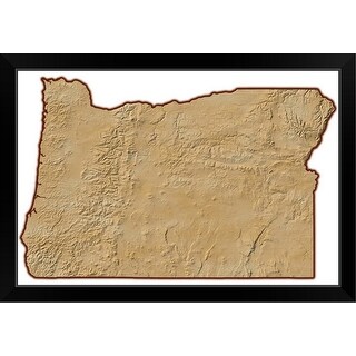 "Relief Map of Oregon" Black Framed Print - Bed Bath & Beyond - 30198906