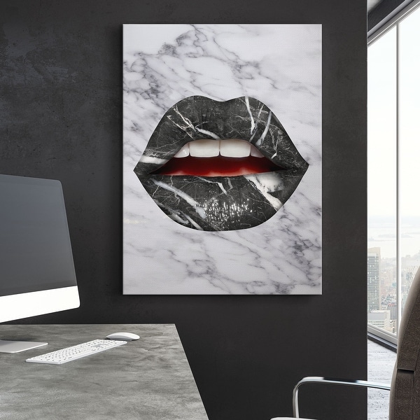 IKONICK Marble Lips Canvas Art Overstock 23567145 ikonick-marble-lips-canvas-art-overstock-23567145