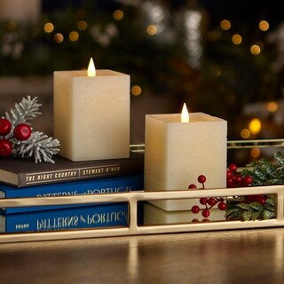 Classic Motion Flameless Square Candle 2pc set - (2) 3x5 Ivory - Bed ...