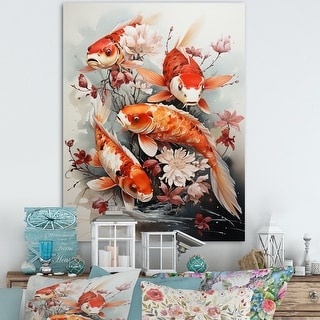 Designart "Fishing Contemporary Koi Fish I" Animal Fish Canvas Print ...