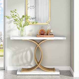 Modern Faux Marble Hallway Table with Geometric 40" Narrow - Bed Bath ...