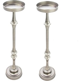 Set of 2 Round Martini Side Tables, Brushed Silver Finish - Bed Bath ...