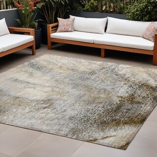 HomeRoots 10' X 14' Beige Abstract Washable Non Skid Indoor Outdoor ...