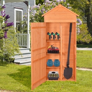 Wood Garden Shed Outdoor Tool Storage Cabinet with Lockable Doors - Bed ...